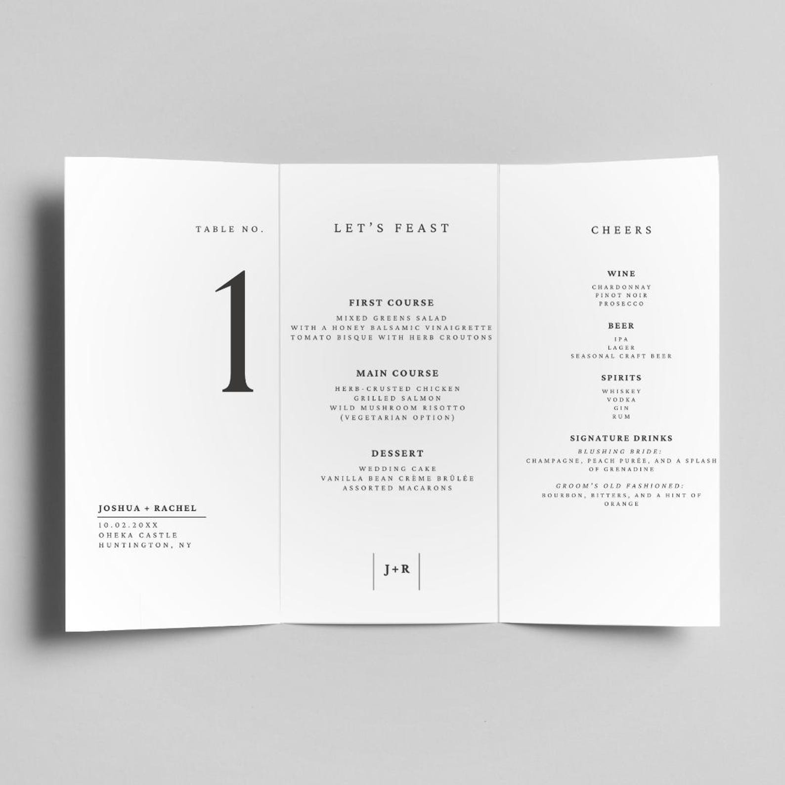 Wedding Trifold Table Numbers Template Cards Tri-fold Table Cards ...