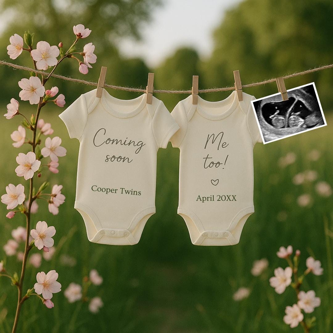 Twins Pregnancy Announcement Canva Digital Pregnancy Announcement ...