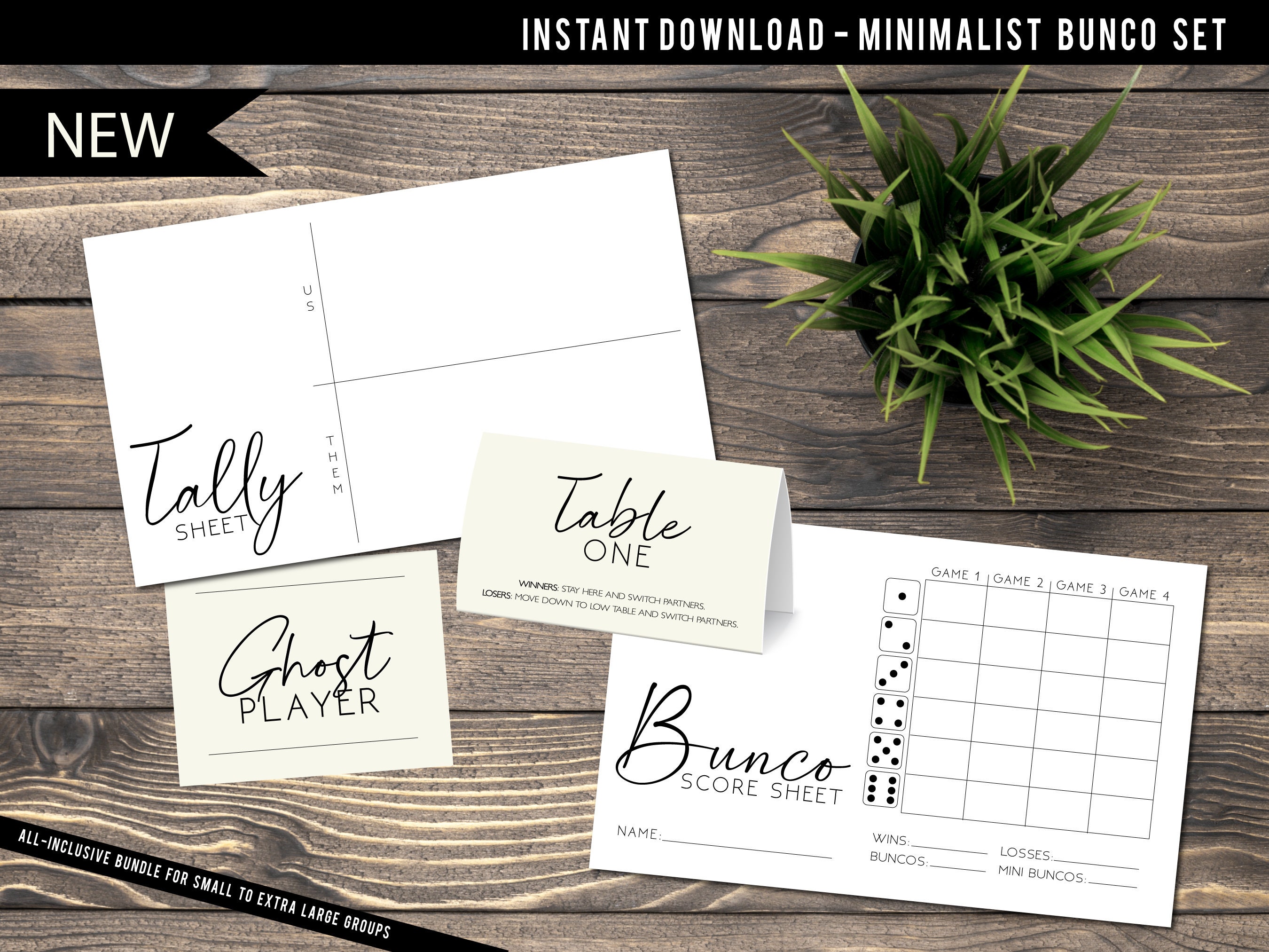 Minimalist Bunco Set - Instant Download - Huge Bundle for A Variety of ...