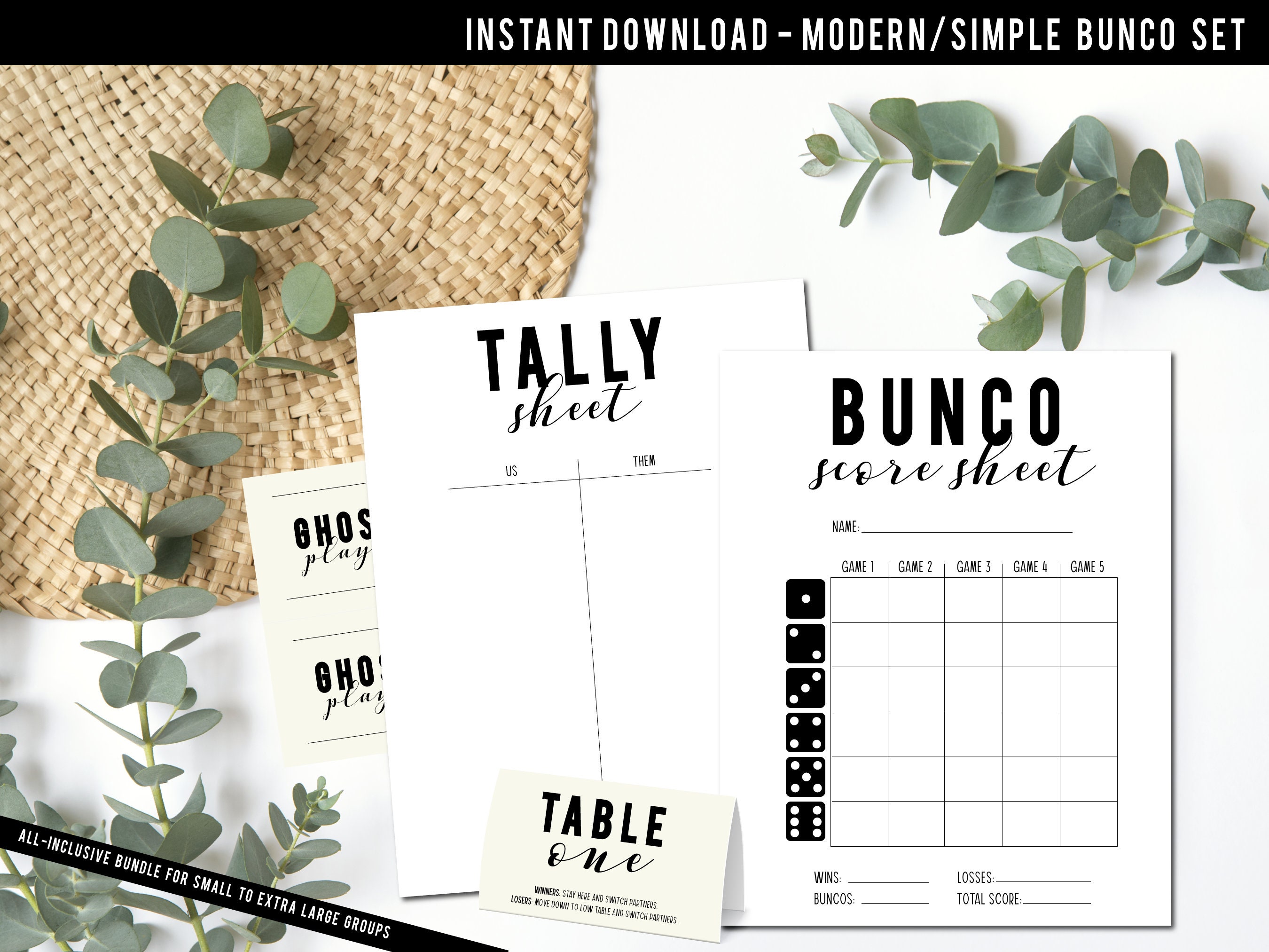 Modern/simple Bunco Set - Instant Download - Huge Bundle for A Variety ...