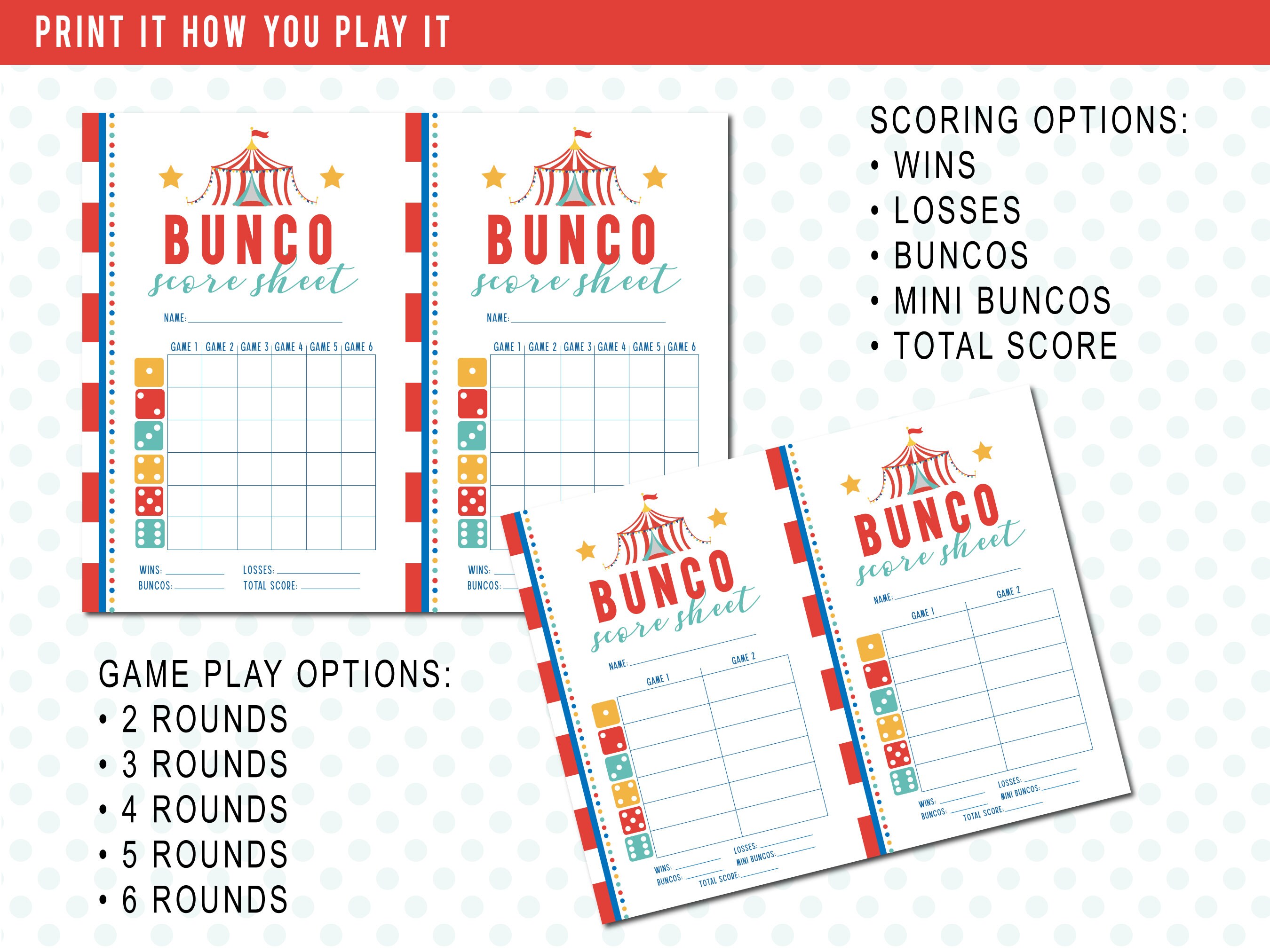 Carnival/circus Bunco Set - Instant Download - Huge Bundle for A ...