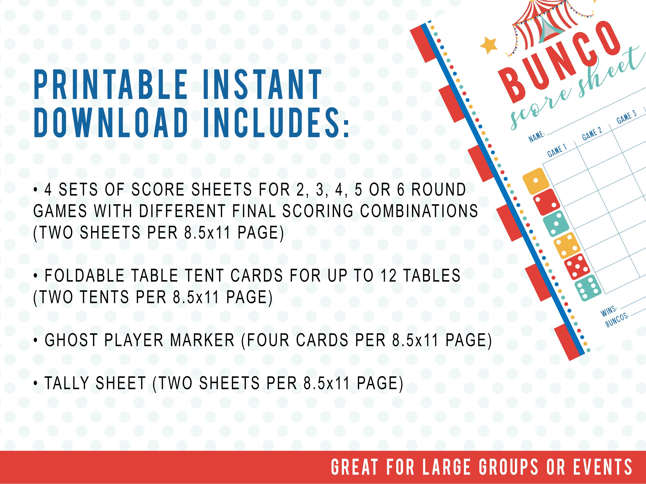 Carnival/circus Bunco Set - Instant Download - Huge Bundle for A ...