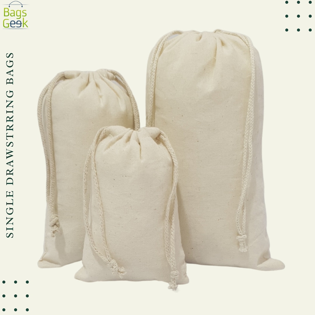 1000 Pc 6x8 Muslin Drawstring Bags Cotton Produce Bags Double ...