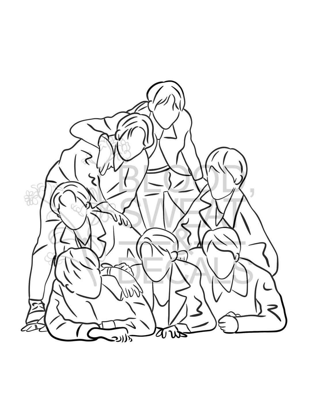 BTS OT7 Line Art for Cricut/silhouette - Etsy