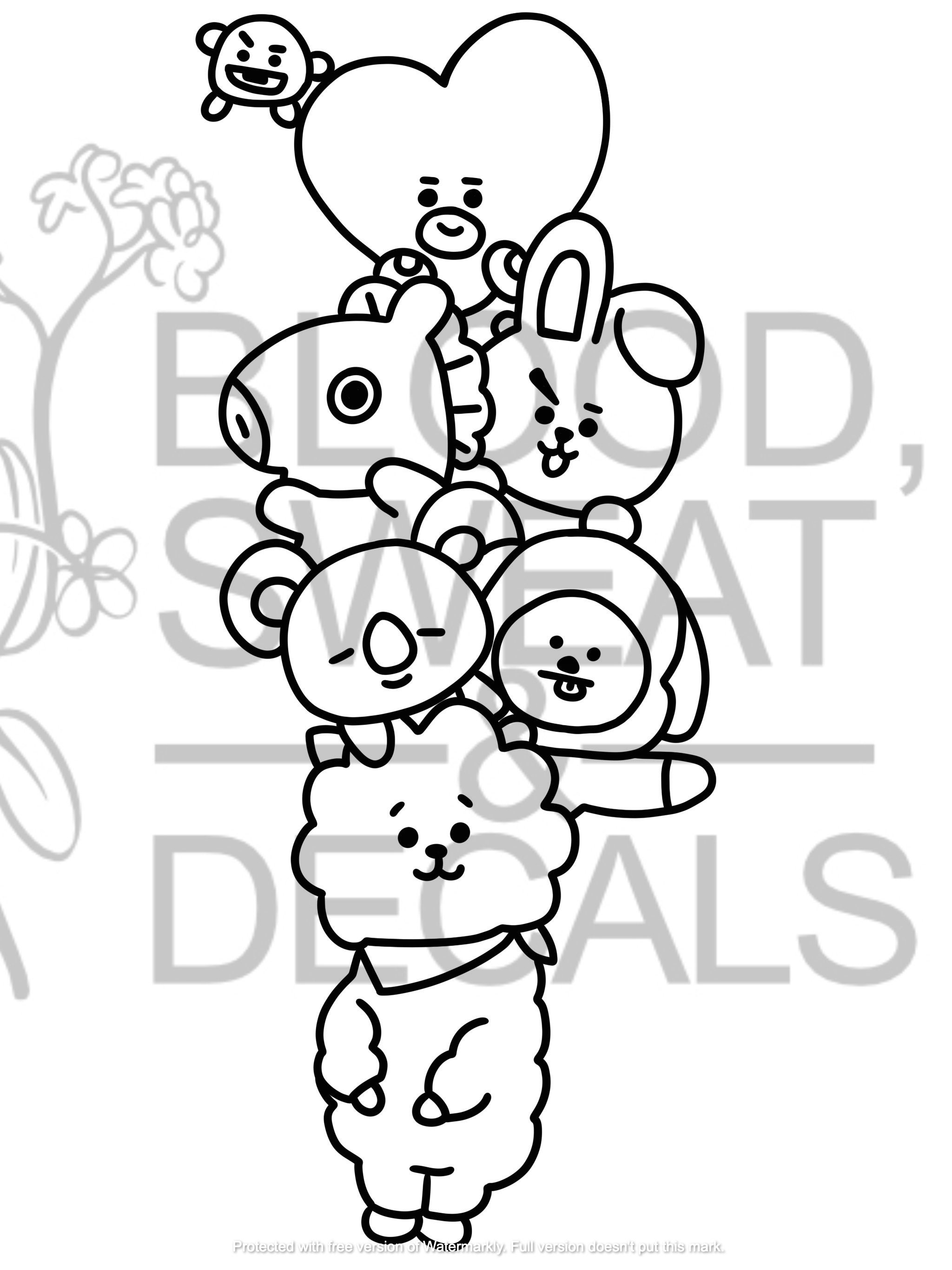 Bt21 Bts Line Art For Cricut Silhouette Etsy Singapore