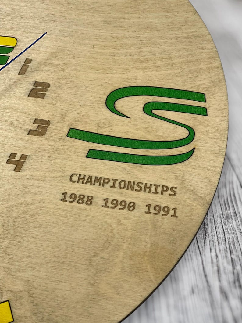AYRTON SENNA Wooden Handmade Wall Clock 48 Cm. F1 Brazil Legend 1988 ...