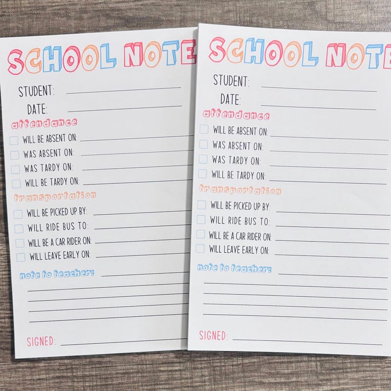 School Note - Etsy