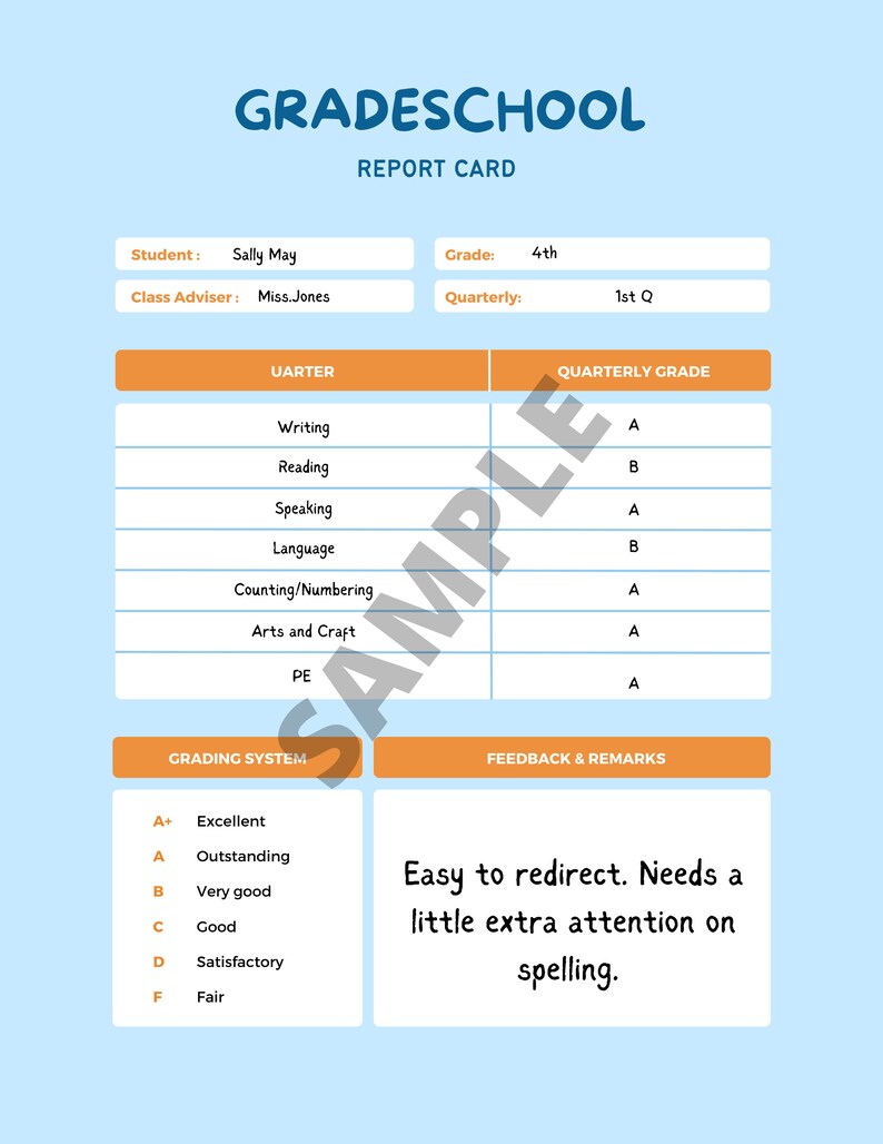 Report Card - Etsy