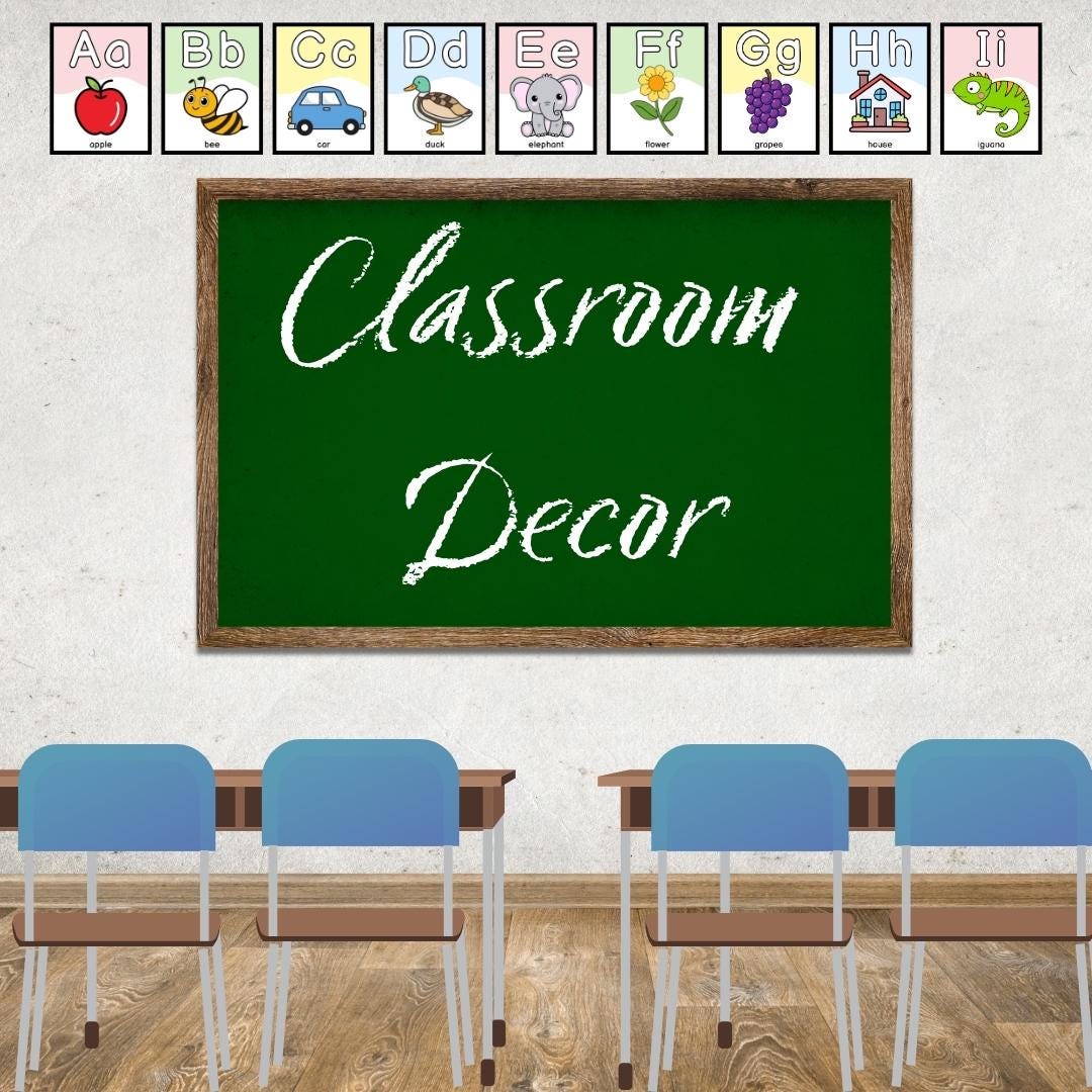 Pastel Classroom Alphabet Posters - Colorful Classroom Decor Set - Etsy
