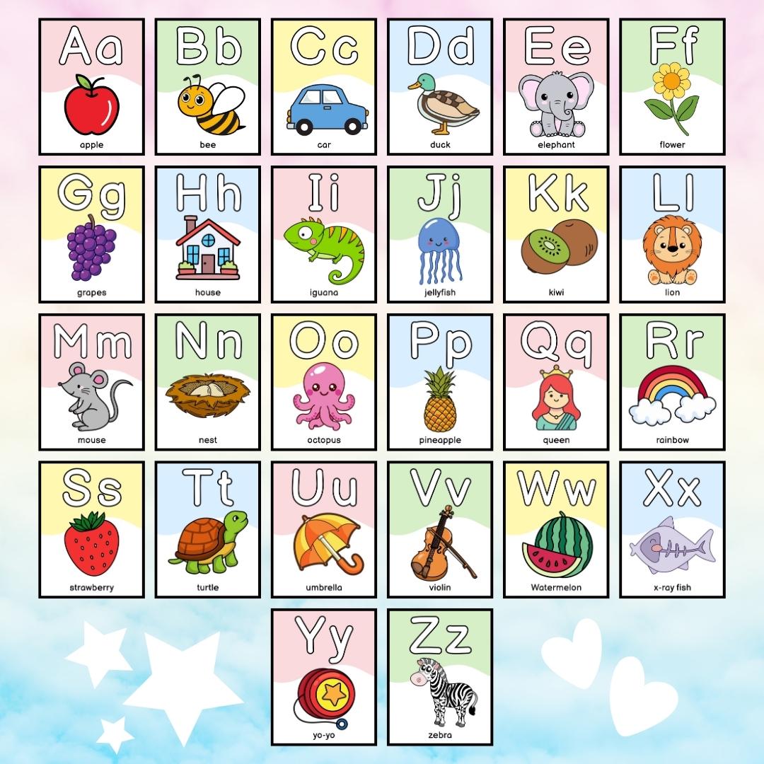 Pastel Classroom Alphabet Posters - Colorful Classroom Decor Set - Etsy