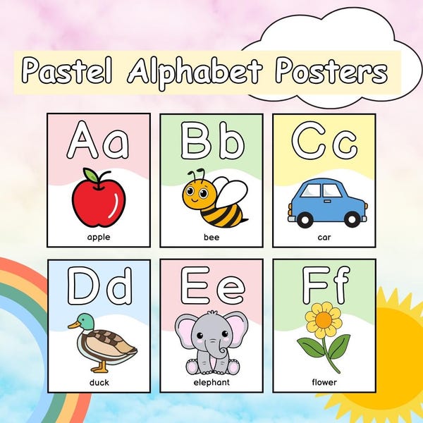 Colorful Alphabet Posters - Etsy
