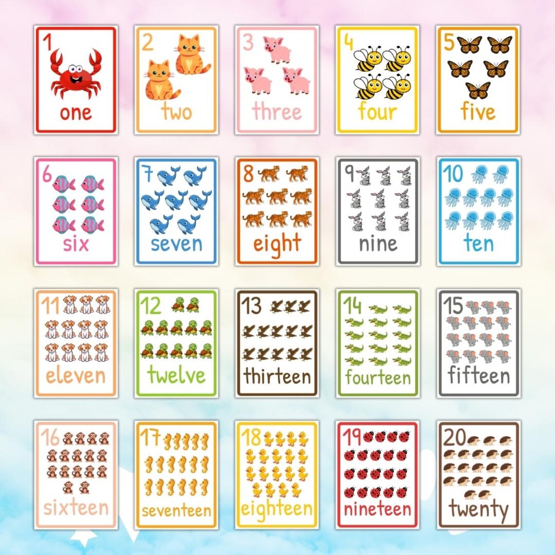 Animal Number Posters 1-20 | Classroom Decor (digital Download) - Etsy ...