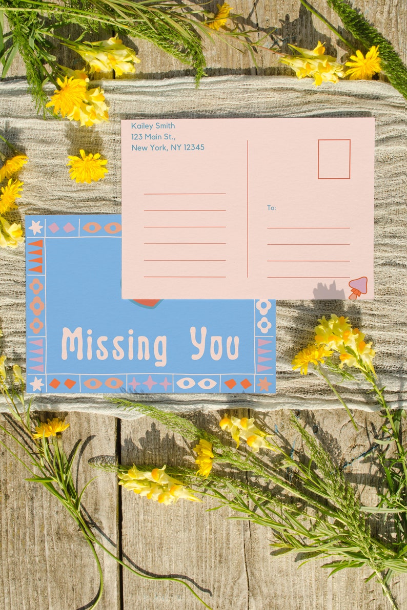 Retro Postcard, Digital Printable, Editable Canva Template, 5.5 X 4.25 ...