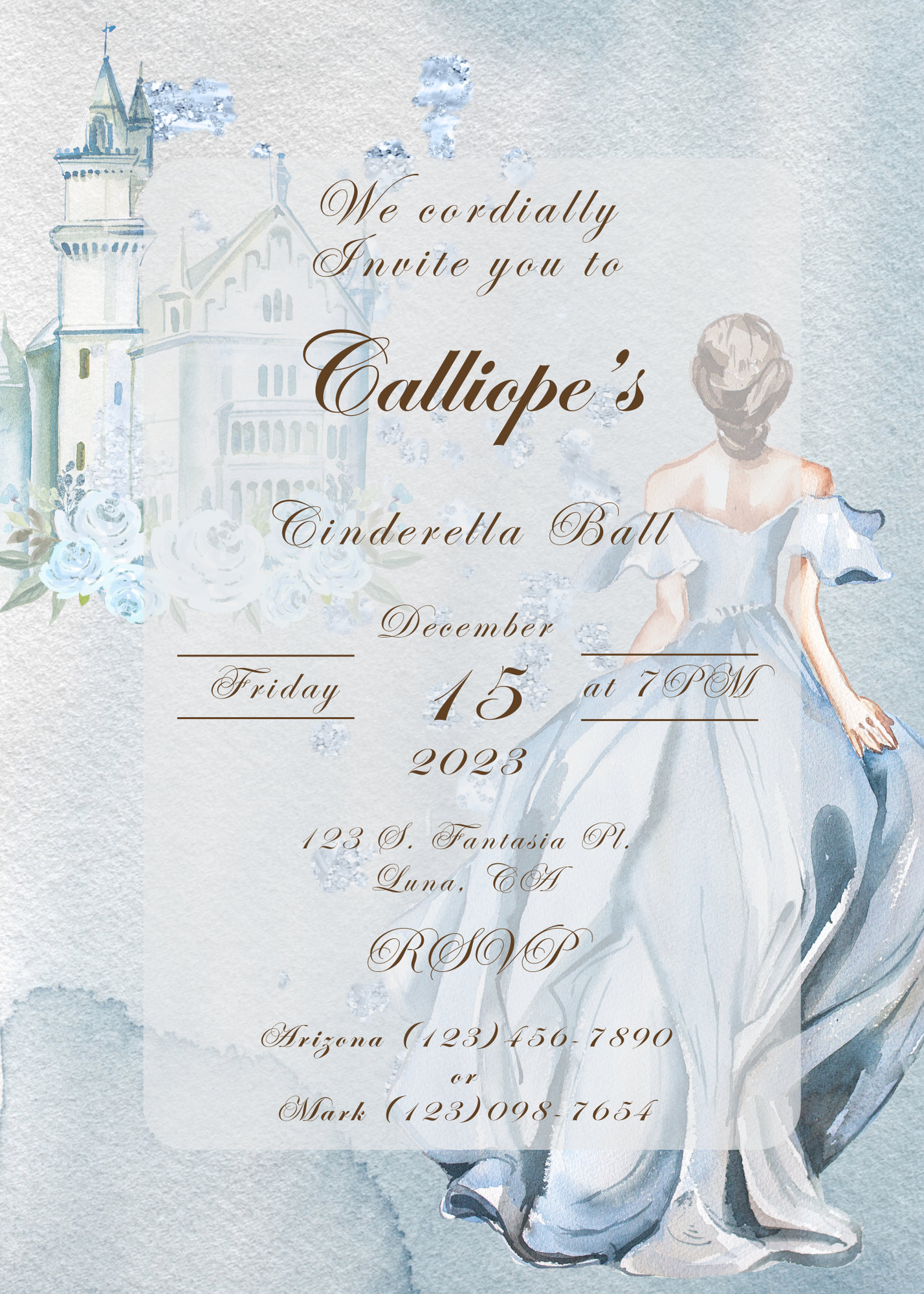 Cinderella Ball Invitation Template, Princess Party Theme (editable ...