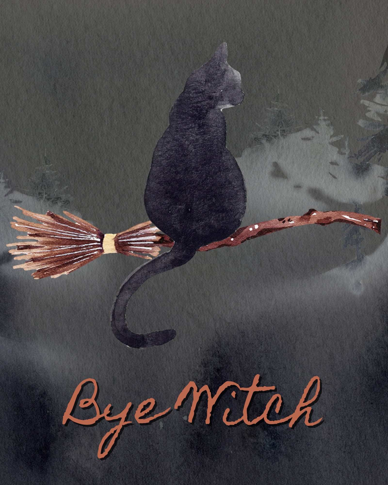 Bye Witch Funny Halloween Wall Art - Etsy