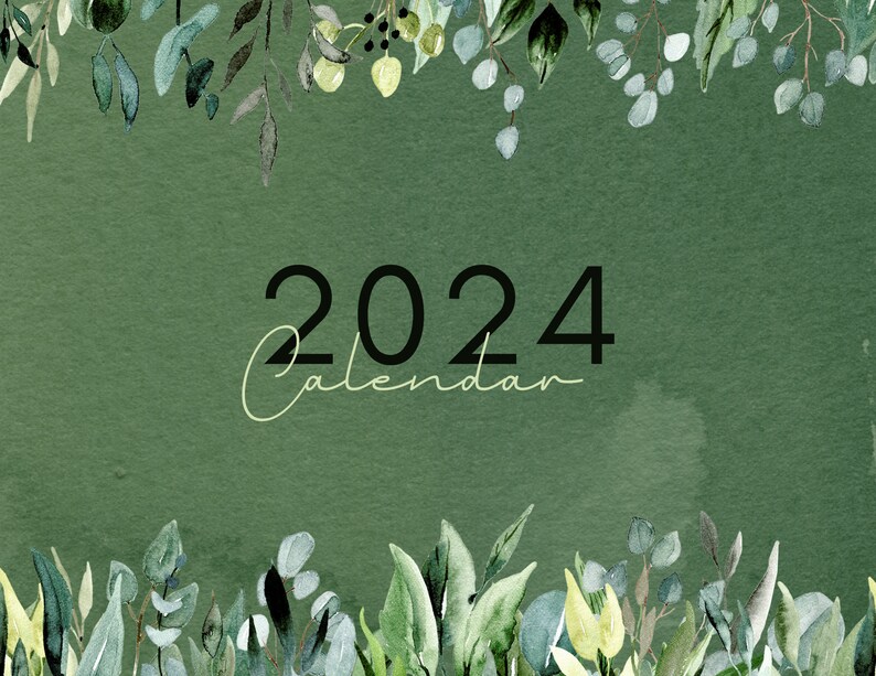 2024 Eucalyptus Monthly Calendar Canva Template - Etsy