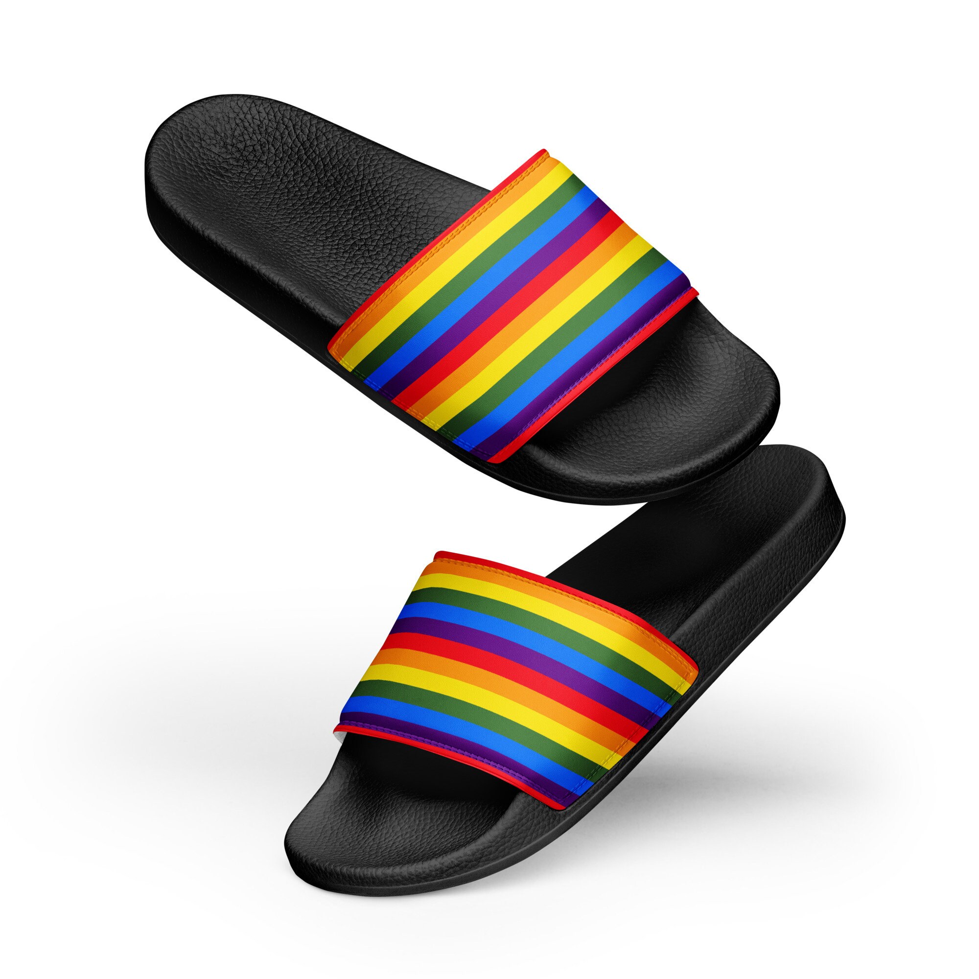 Women's Rainbow Striped Slide Sandals | Gay Lesbian Pride Slides for ...