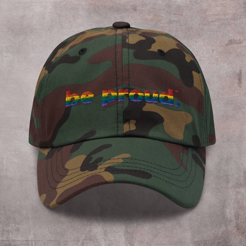 Rainbow Striped "be Proud" Classic Dad Hat | Gay & Lesbian Pride ...