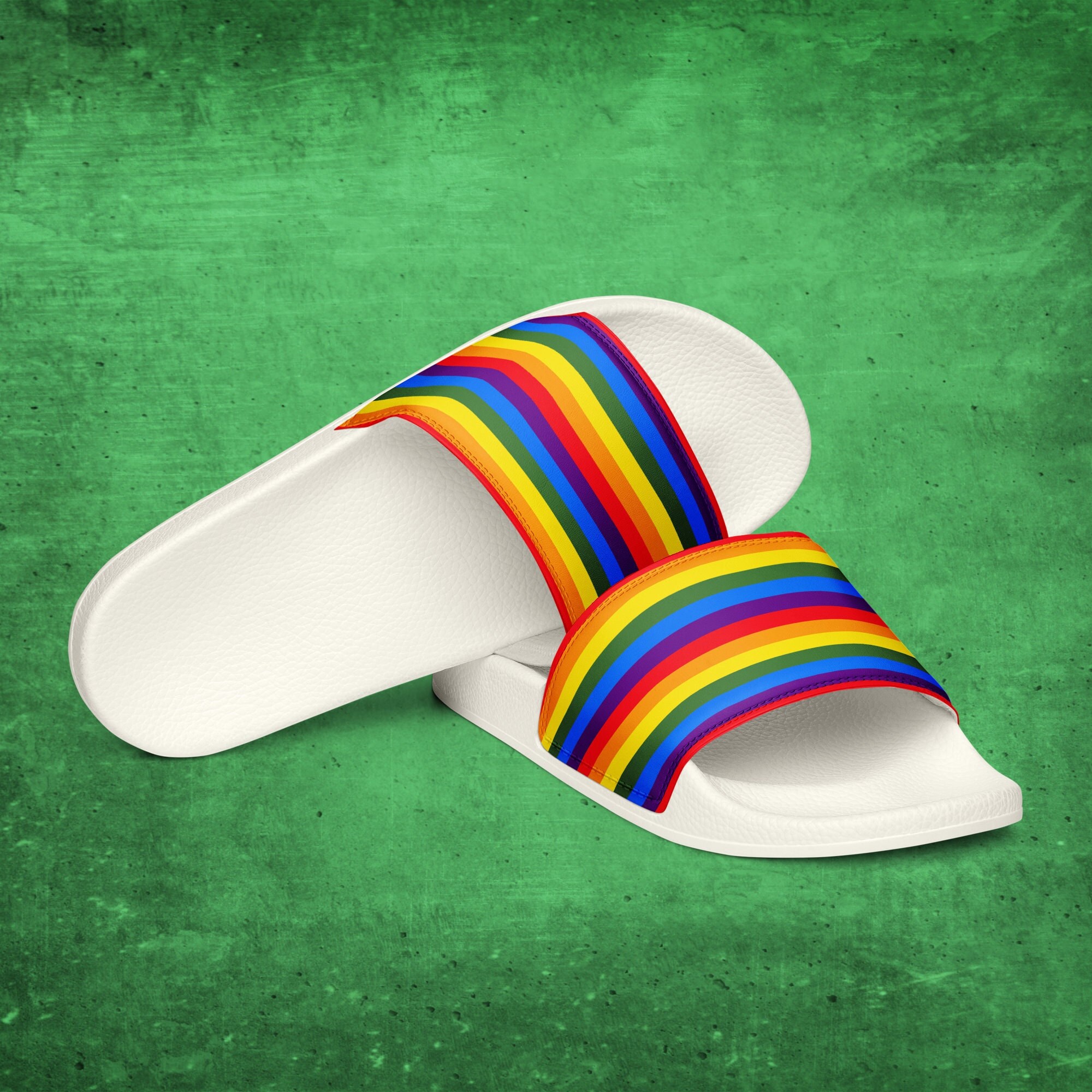 Women's Rainbow Striped Slide Sandals | Gay Lesbian Pride Slides for ...