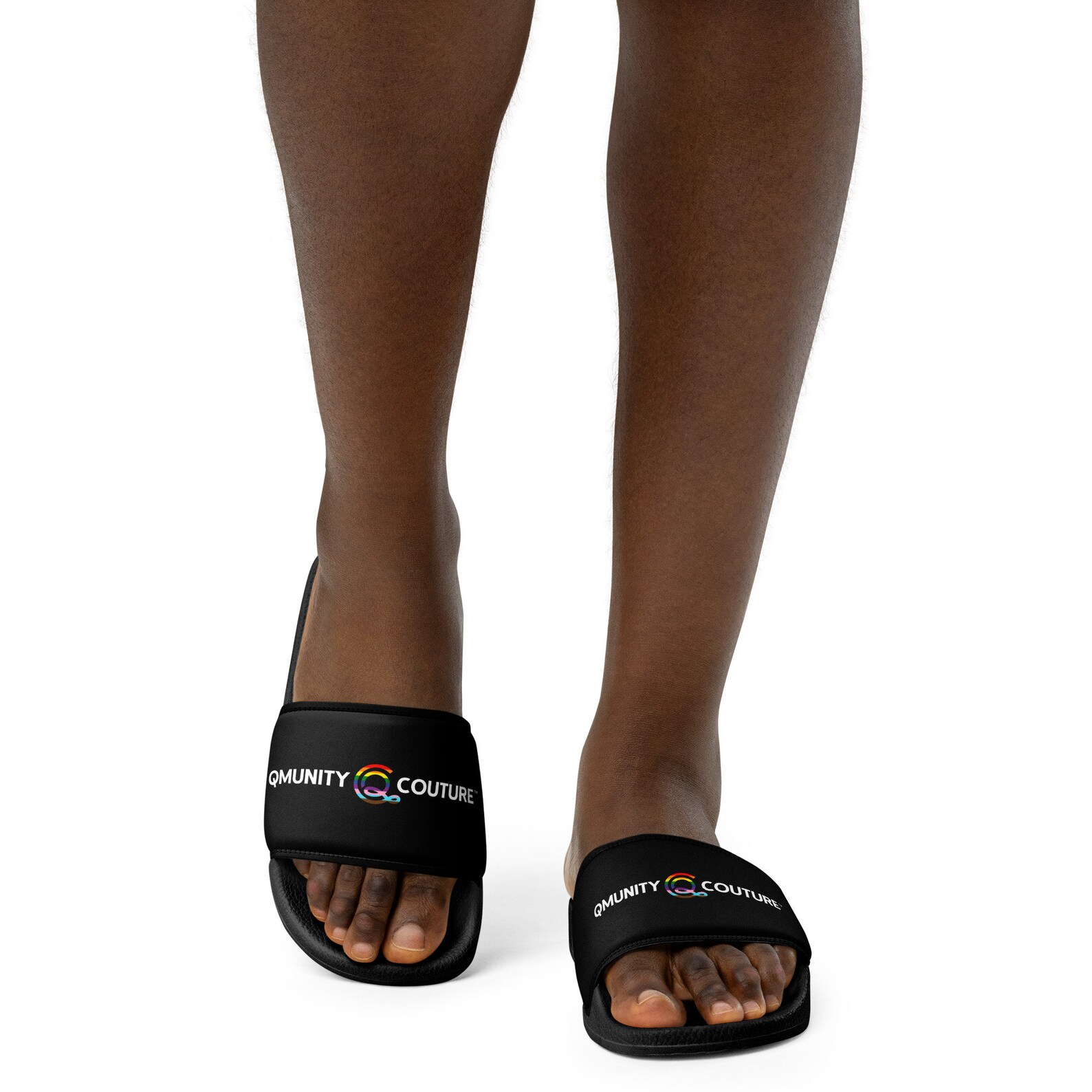 Women's QMUNITY COUTURE Designer Logo Slide Sandals | LGBTQ Pride Slip ...