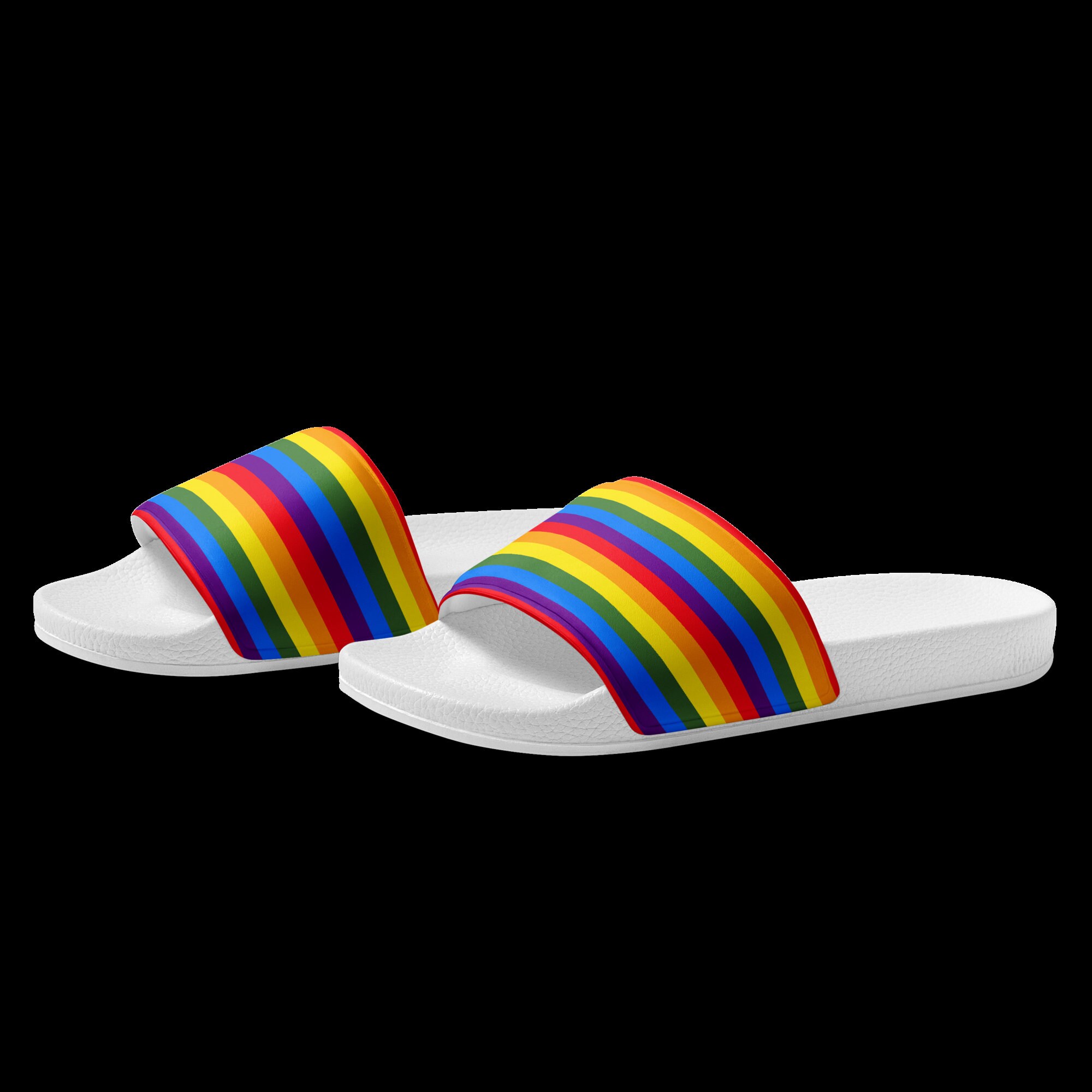 Women's Rainbow Striped Slide Sandals | Gay Lesbian Pride Slides for ...