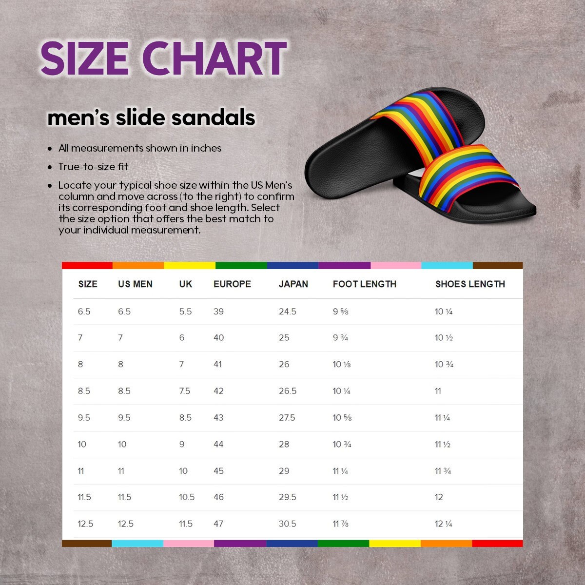Men's Rainbow Striped Slide Sandals | Gay Lesbian Pride Slides for ...