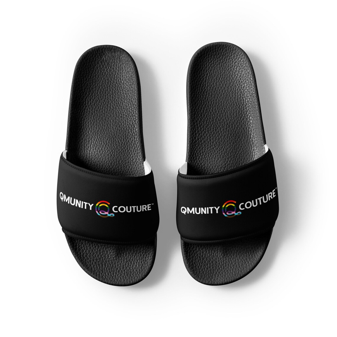 Women's QMUNITY COUTURE Designer Logo Slide Sandals | LGBTQ Pride Slip ...
