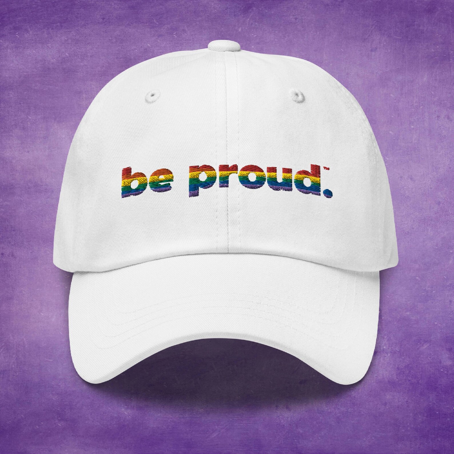 Rainbow Striped "be Proud" Classic Dad Hat | Gay & Lesbian Pride ...