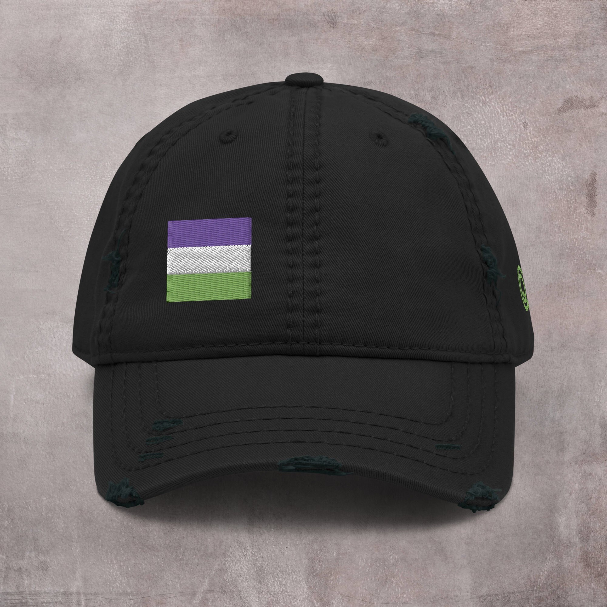 Genderqueer Pride Flag Embroidered Hat Enby Pride Distressed Dad Hat ...