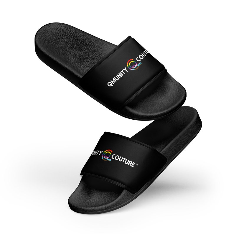 Women's QMUNITY COUTURE Designer Logo Slide Sandals | LGBTQ Pride Slip ...