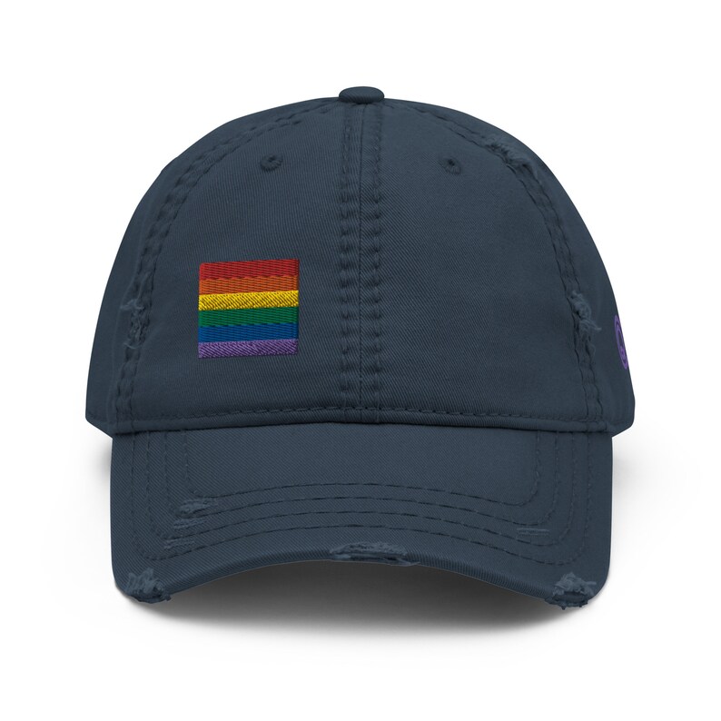 Gay & Lesbian Pride Flag Embroidered Hat | Rainbow Pride Distressed Dad ...
