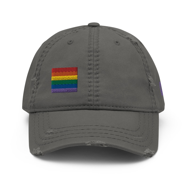 Gay & Lesbian Pride Flag Embroidered Hat | Rainbow Pride Distressed Dad ...