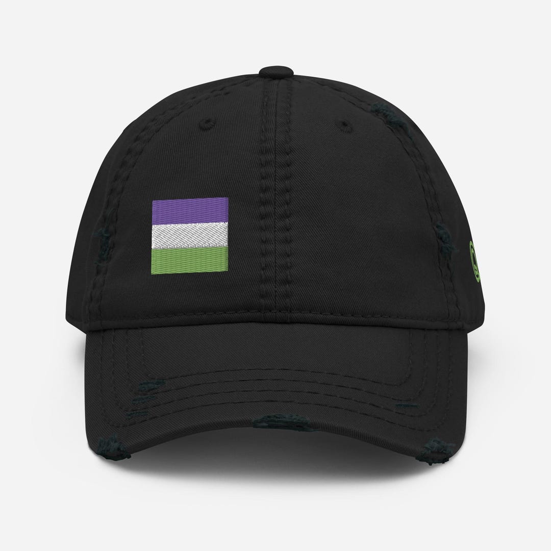 Genderqueer Pride Flag Embroidered Hat | Enby Pride Distressed Dad Hat ...