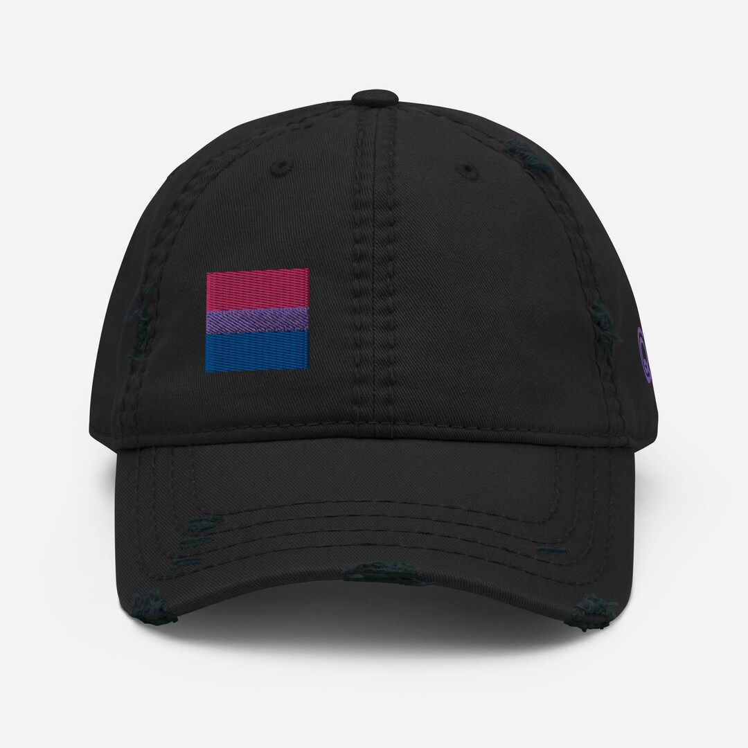 Bisexual Pride Flag Embroidered Hat | Bi Pride Distressed Dad Hat ...