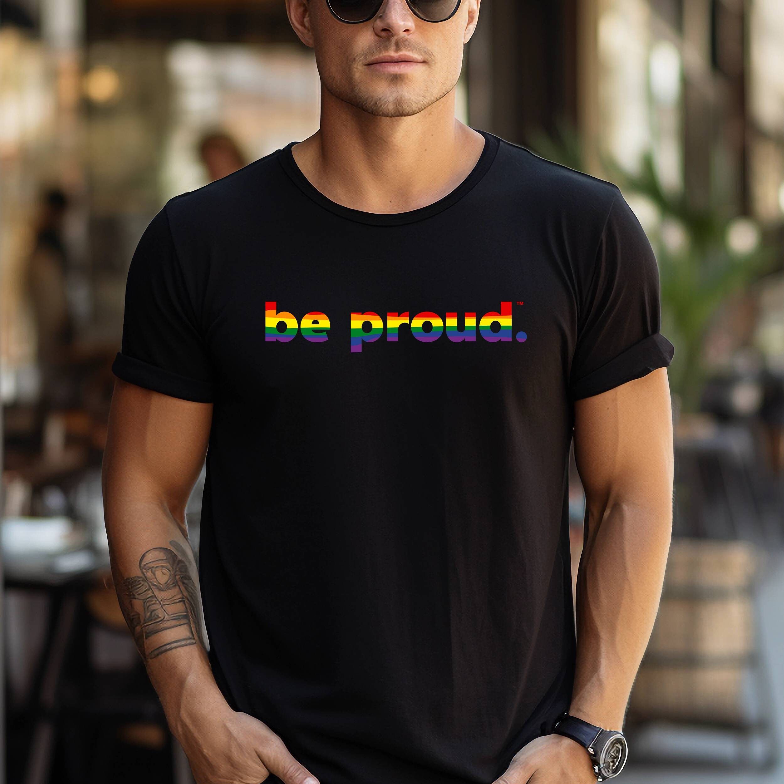 Rainbow Striped "be Proud" Unisex T-shirt | Gay Tees | Pride Month ...