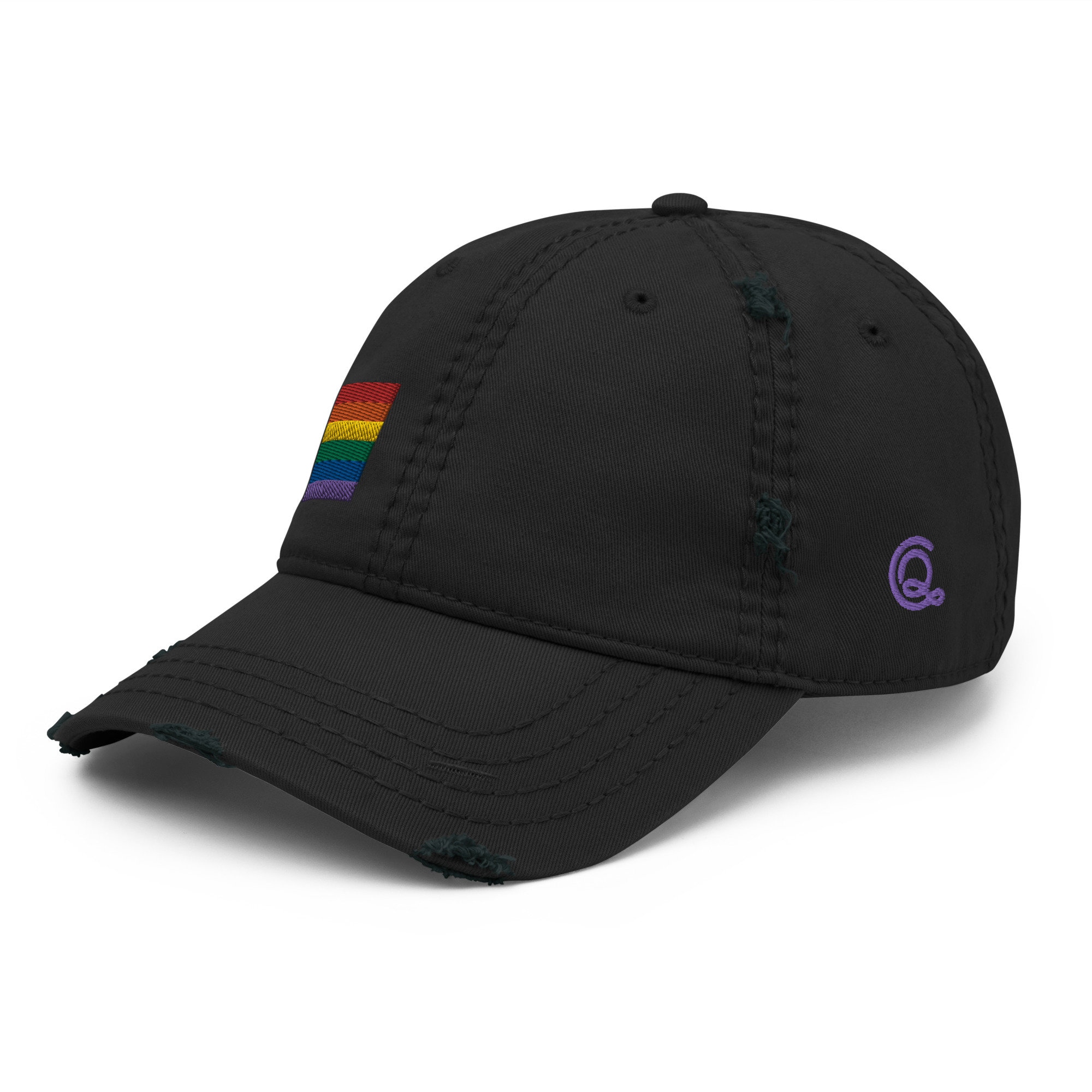 Gay & Lesbian Pride Flag Embroidered Hat | Rainbow Pride Distressed Dad ...