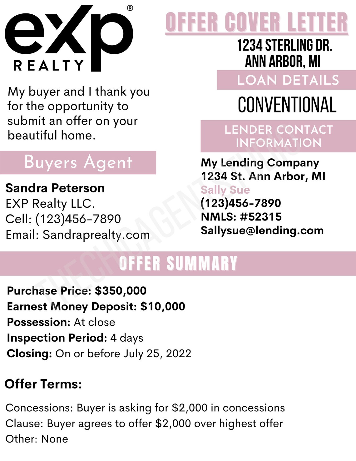 The Chic Agent Offer Cover Letter Digital Download-real Estate - Etsy