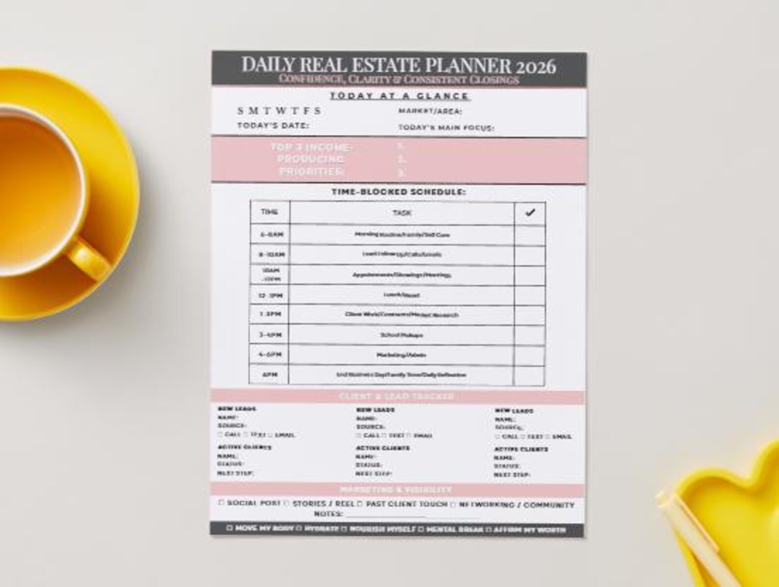 Daily Real Estate Time Blocking Planner 2026- for Agents, Moms ...