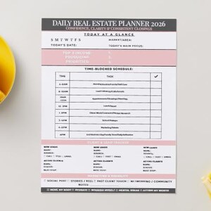 Daily Real Estate Time Blocking Planner 2026- for Agents, Moms ...