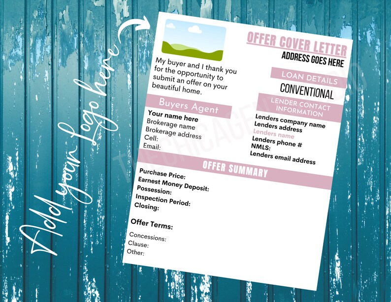 The Chic Agent Offer Cover Letter Digital Download-real Estate - Etsy