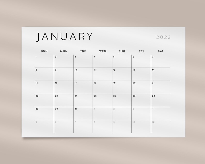 2023 Calendar Printable A4 Letter Size Monthly Planner Sunday & Monday ...