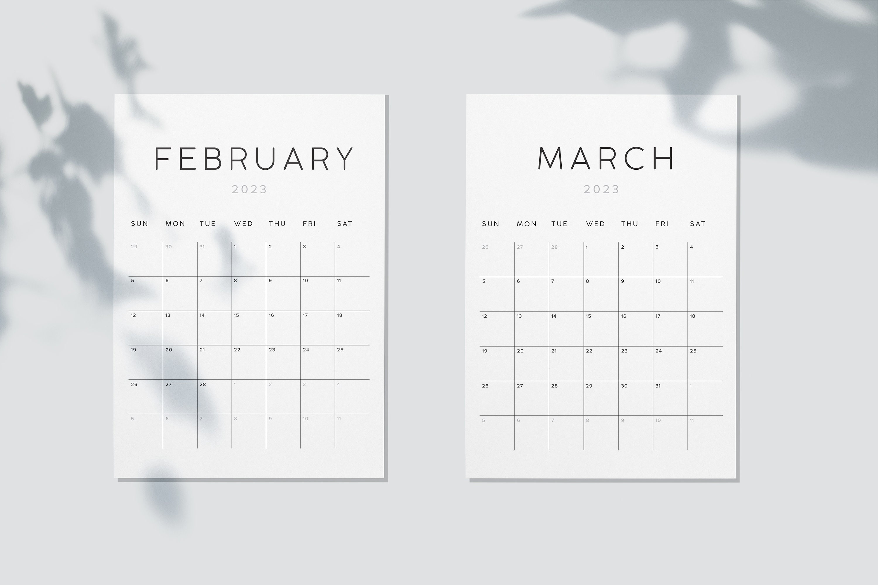 2023 Calendar Printable A4 Letter Size Monthly Planner Sunday & Monday ...