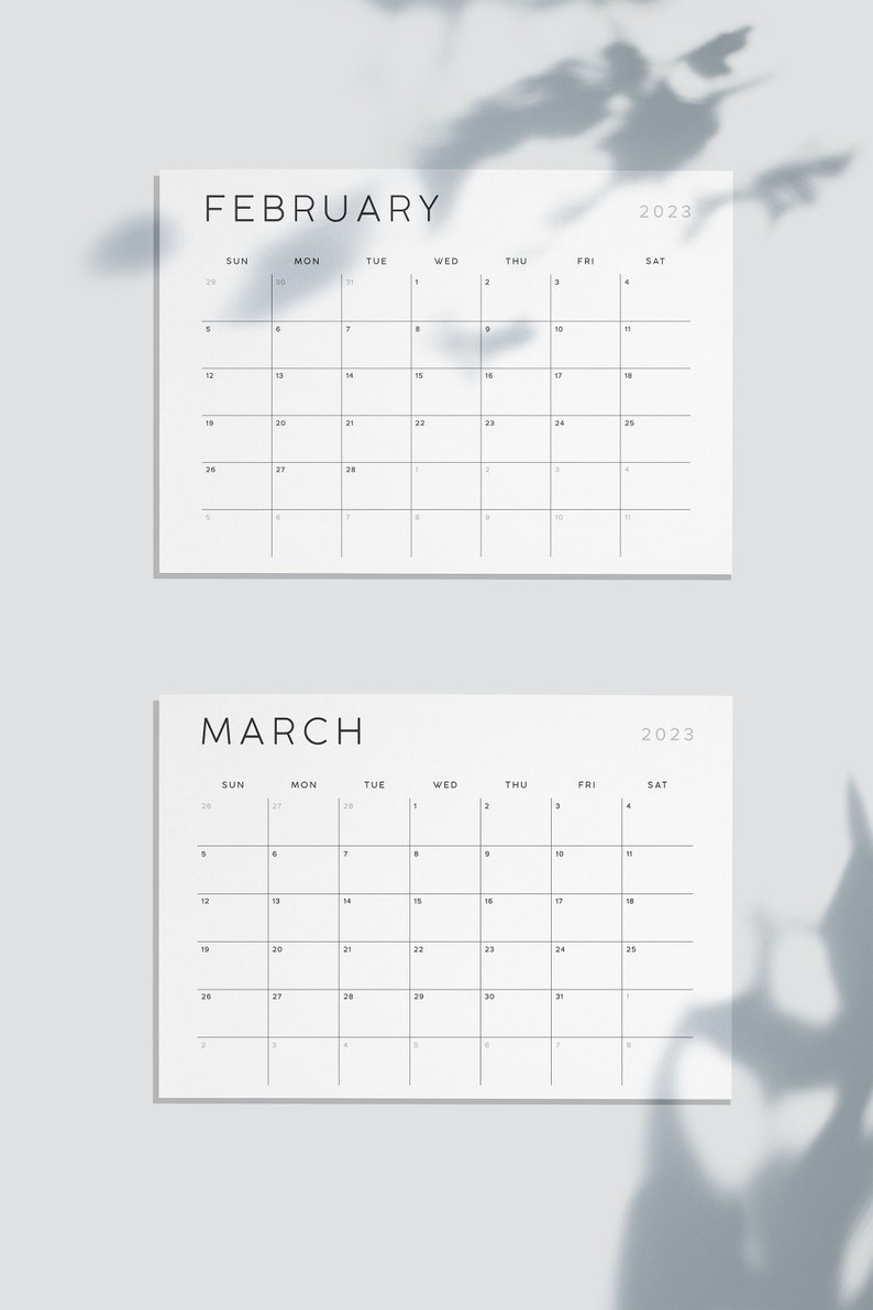 2023 Calendar Printable A4 Letter Size Monthly Planner Sunday & Monday ...