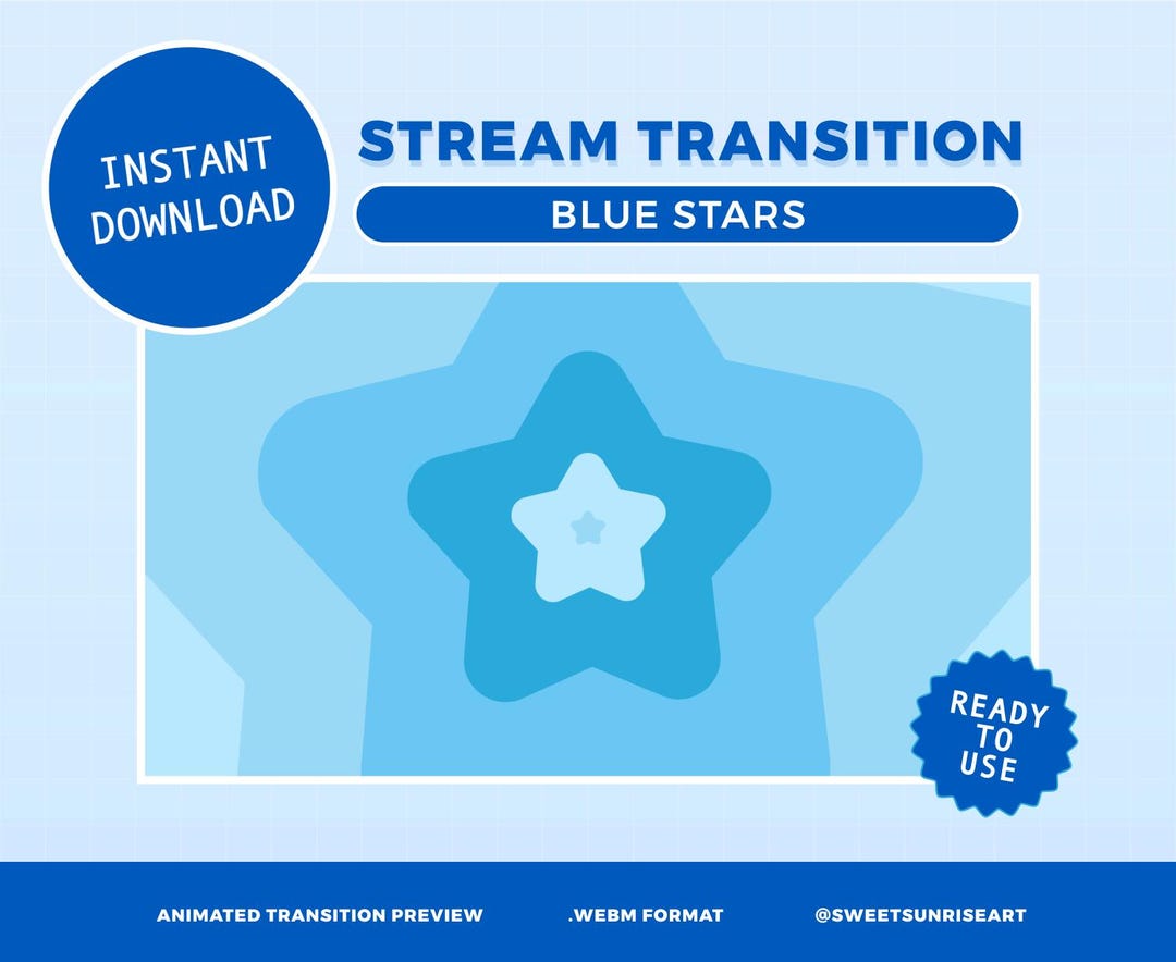 Blue Stars Stinger Transition Twitch OBS Transition Streamlab ...