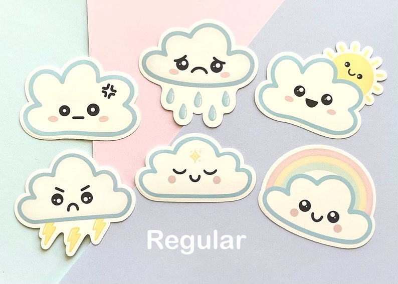 Family Pack of Cloud Stickers | Easy Peel | Waterproof & Glossy, Cloud ...