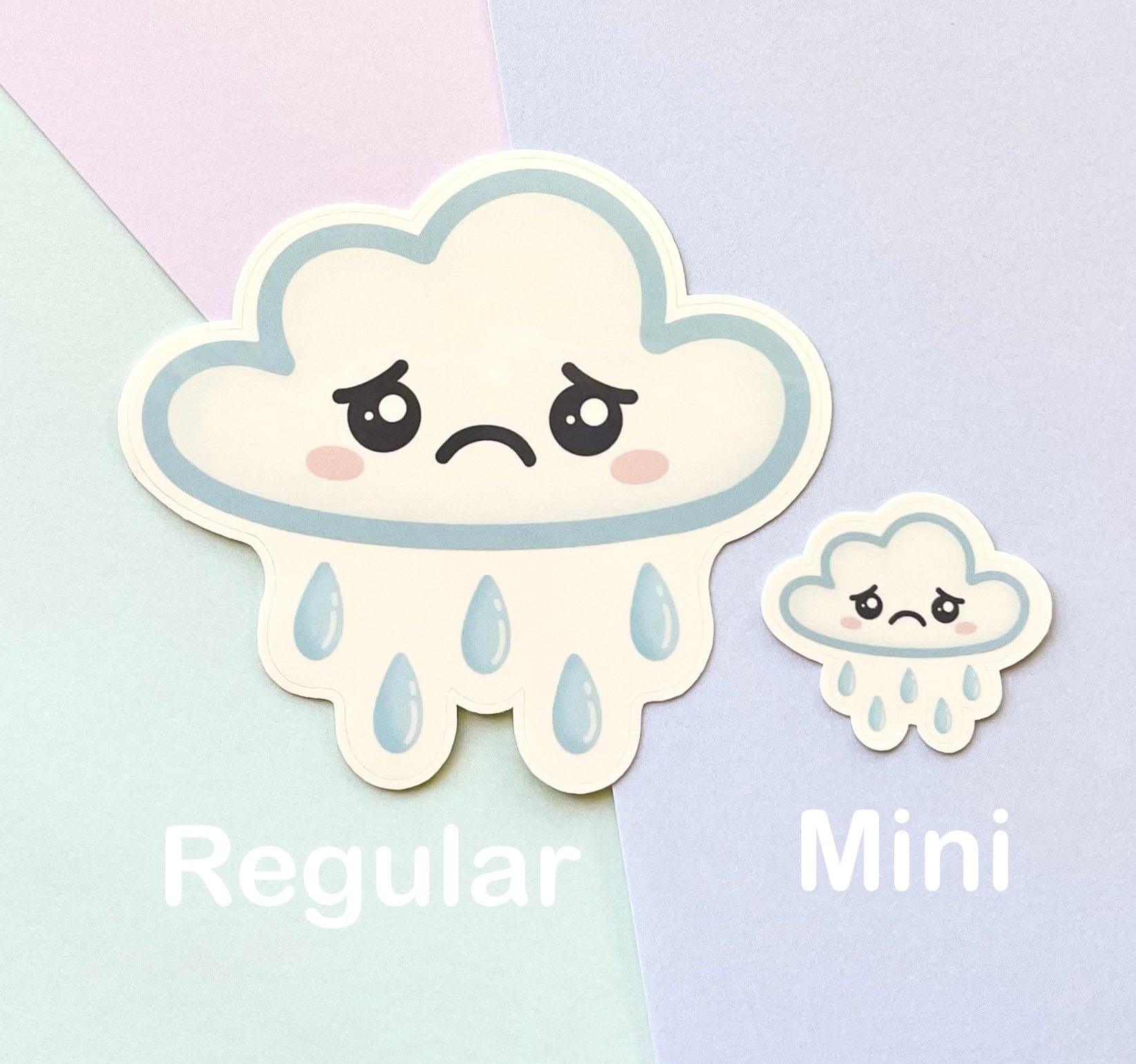 Sad Rainy Cloud Sticker | Easy Peel | Waterproof & Glossy, Cloud Lovers ...