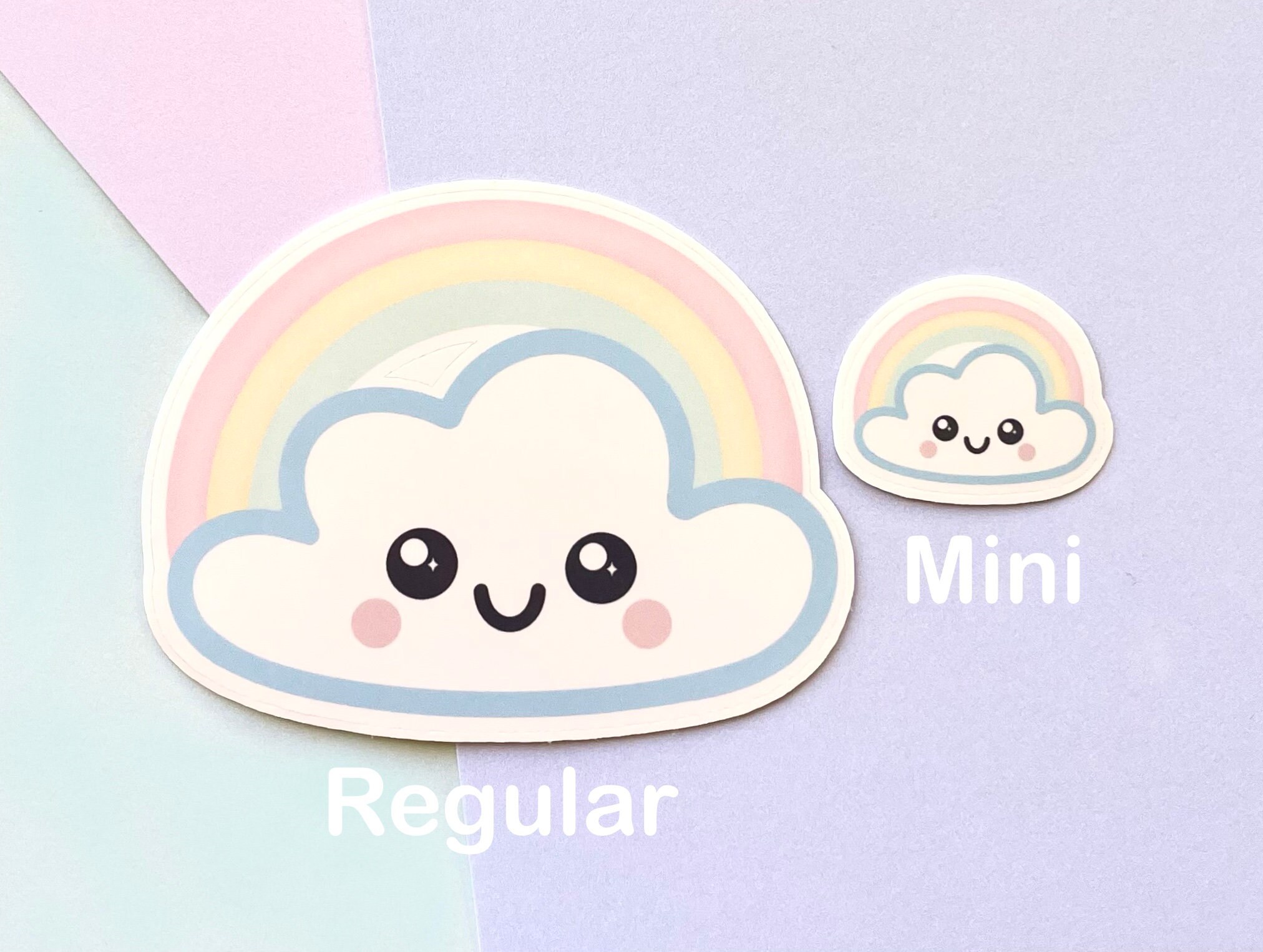 Happy Rainbow Cloud Sticker Easy Peel Waterproof & Glossy, Cloud Lovers ...