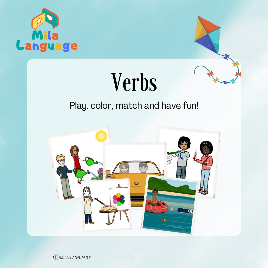 Verbs Kit- Illustrated Adventures for Toddler Language Development, It ...