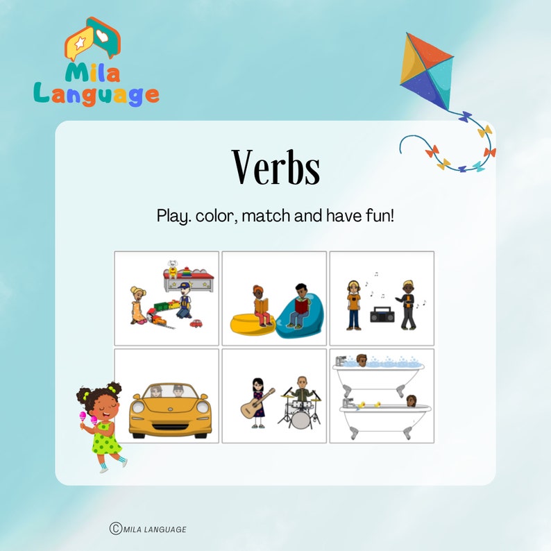Verbs Kit- Illustrated Adventures for Toddler Language Development, It ...