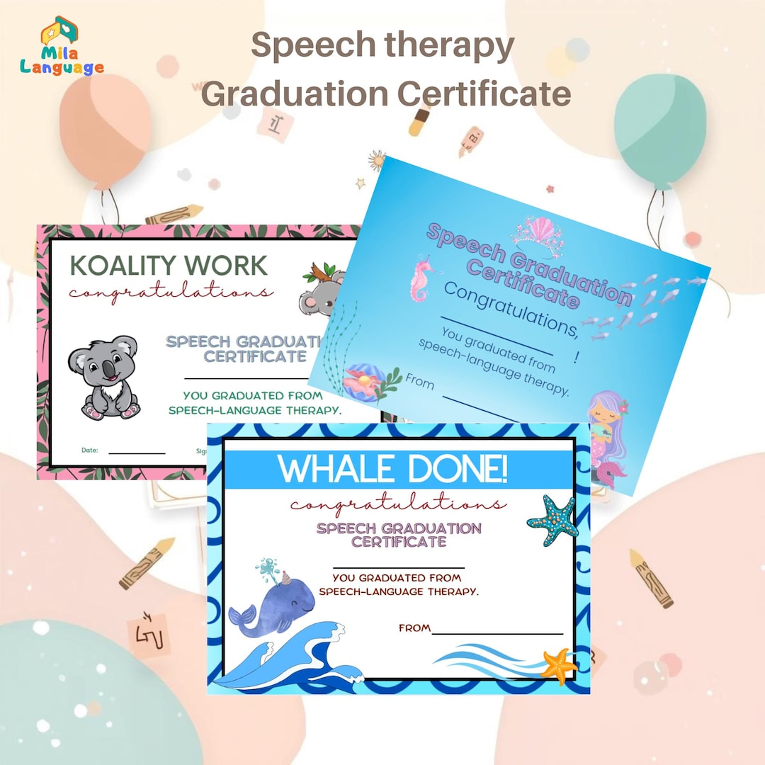 Therapy Graduation Certificate for Kids- 17 Designs- Editable Canva ...